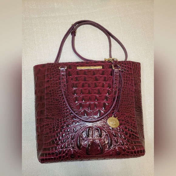 Brahmin | Bags | Brahmin Deep Red Tote Bag With Long Strap 25x1 | Poshmark